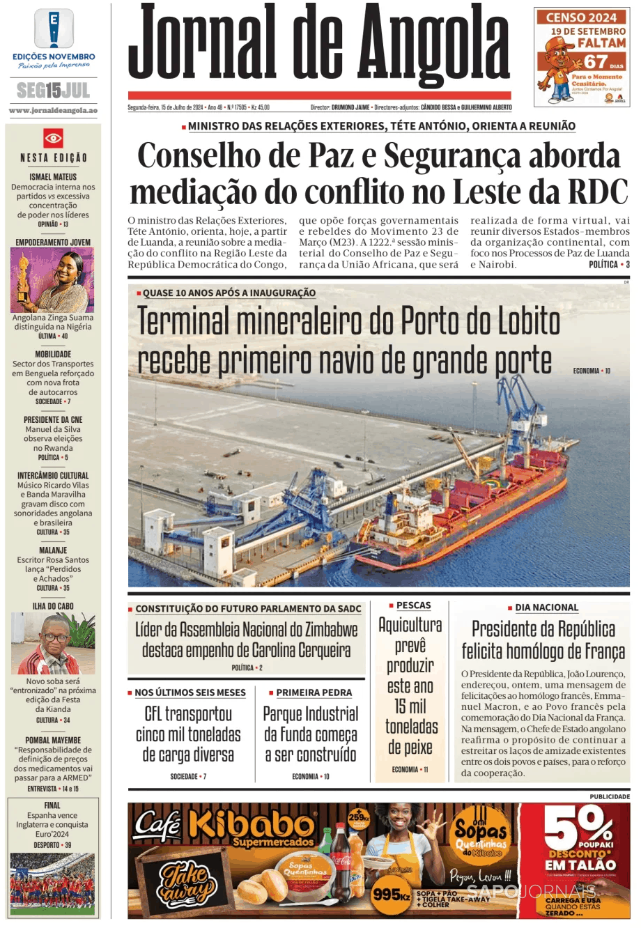 Jornal de Angola (15 jul 2024) - Jornais e Revistas - SAPO.pt - Última ...