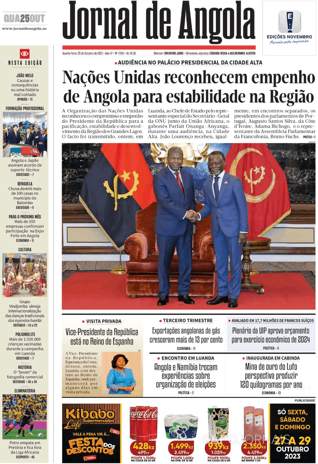Jornal de Angola (25 out 2023) - Jornais e Revistas - SAPO.pt - Última ...