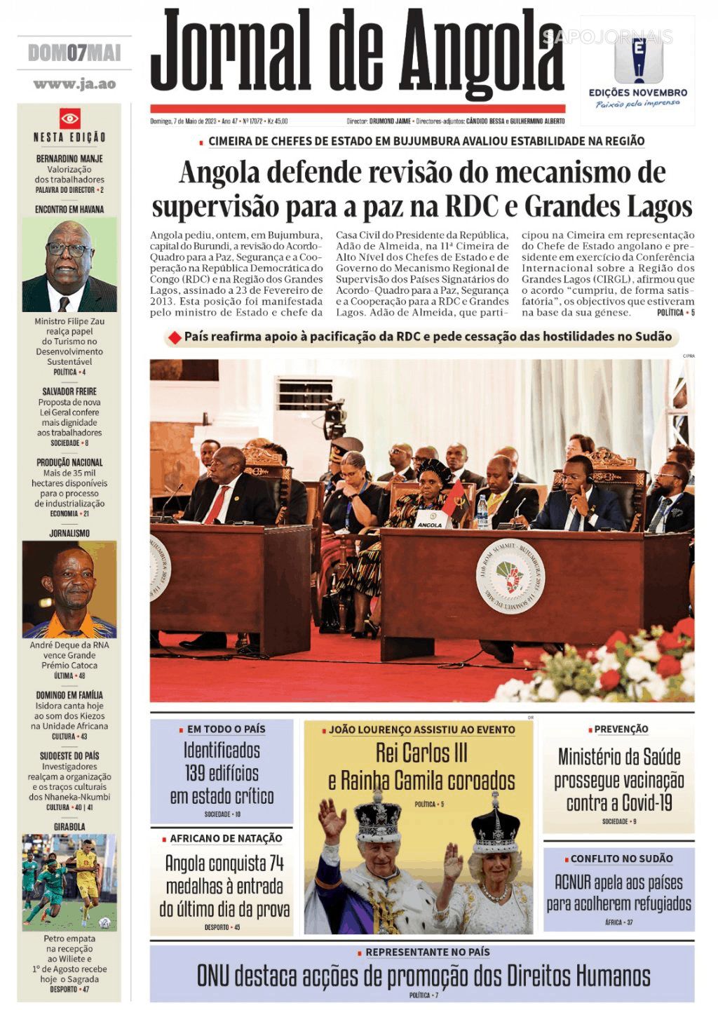 Jornal de Angola (7 mai 2023) - Jornais e Revistas - SAPO.pt - Última ...