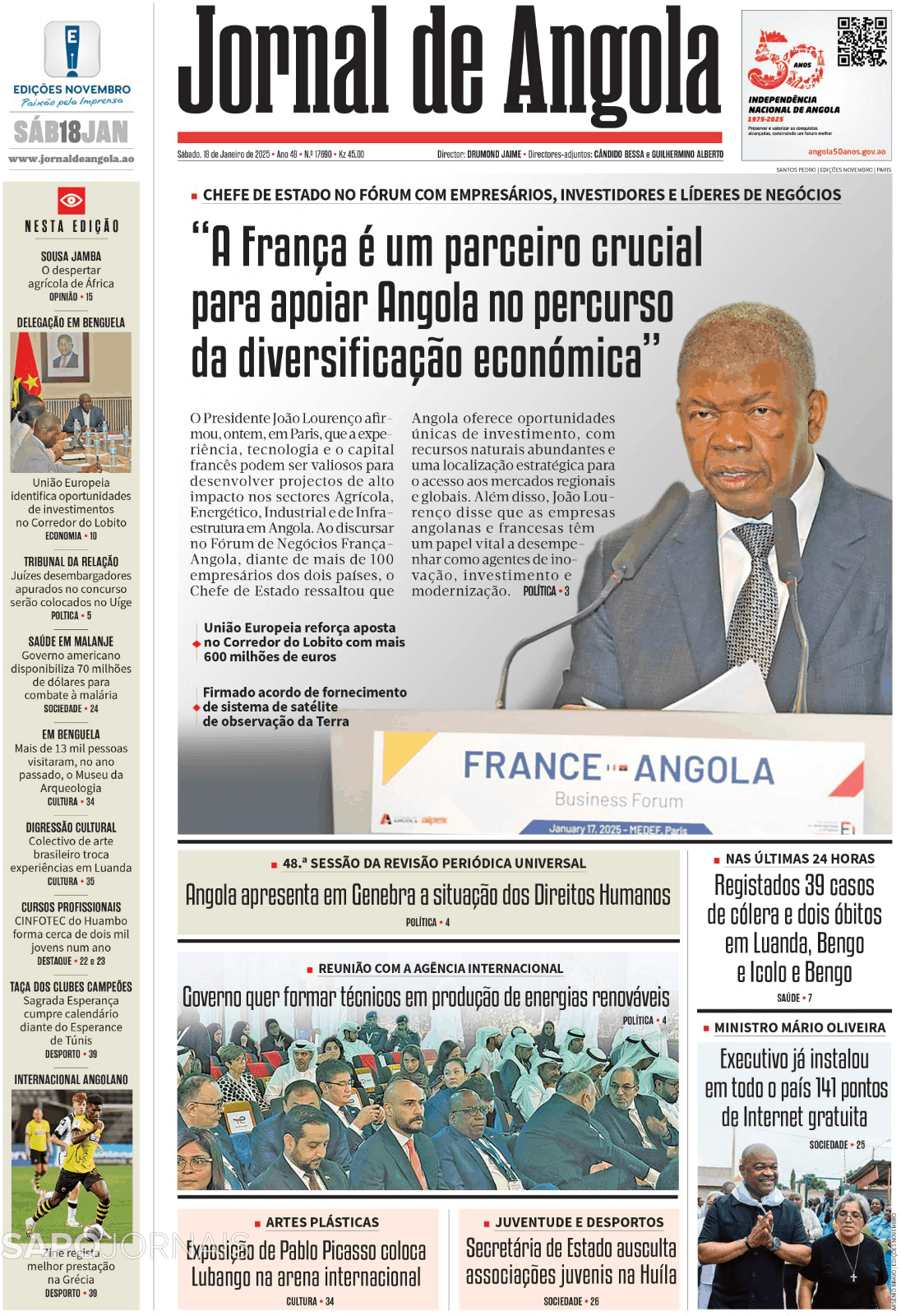 Jornal de Angola (18 jan 2025) - Jornais e Revistas - SAPO.pt - Última ...